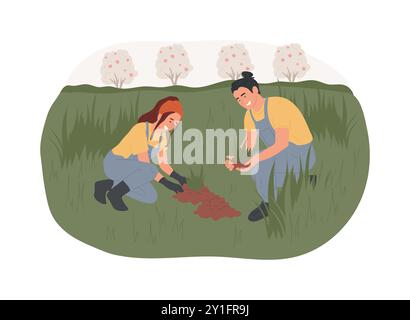 Planting cover crops isolated cartoon vector illustrations Stock Vector ...