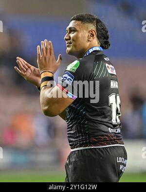 Patrick Mago of Wigan Warriors full of smiles during the Betfred ...