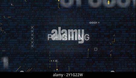 Phishing text image over binary code and digital data background Stock Photo - Alamy