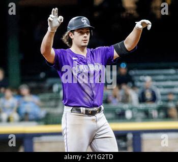 Colorado Rockies first baseman Michael Toglia (4) in the fourth inning ...