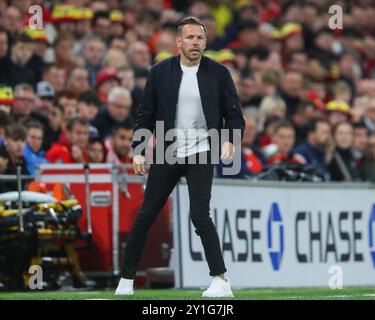 Wales manager Craig Bellamy during a training session at the Vale ...