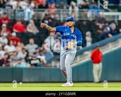 Toronto Blue Jays pitcher Bowden Francis throws during the third inning ...