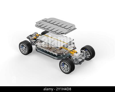 3d rendering exploded view of electric vehicle battery or pack of ...