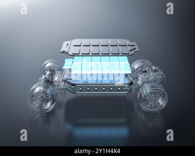 3d rendering exploded view of electric vehicle battery or pack of ...