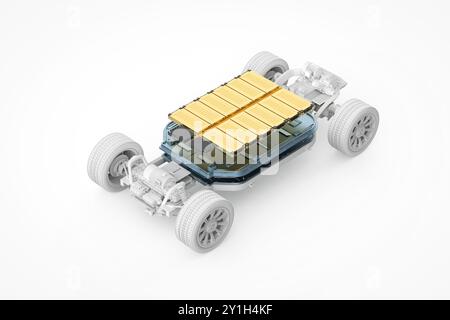 3d rendering golden electric vehicle battery or pack of lithium-ion ...