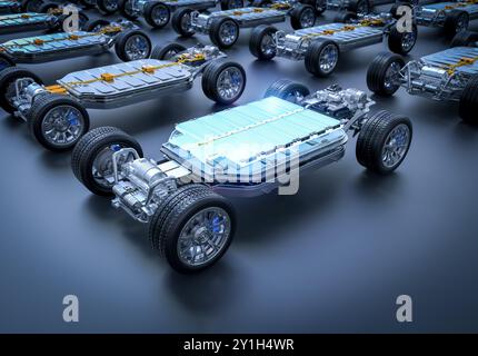 3d rendering exploded view of electric vehicle battery or pack of ...