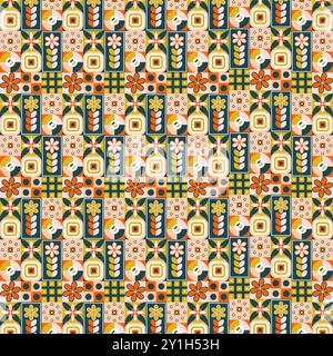 Retro Scandi Style Flowers Mid Century Scandinavian Pattern Stock Photo ...