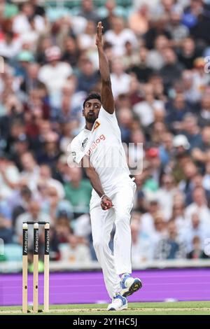 Milan Rathnayake of Sri Lanka delivers the ball during the England Men ...