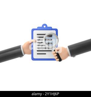 3D. check list with businessman hands holding pencil, clipboard, check ...