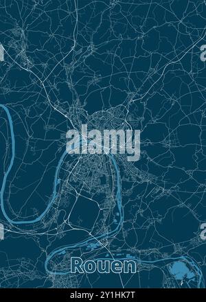 Map of Rouen, France. Detailed city vector map, metropolitan area ...