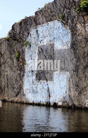 The big C rock on the Harlem River Bronx, NY Stock Photo - Alamy