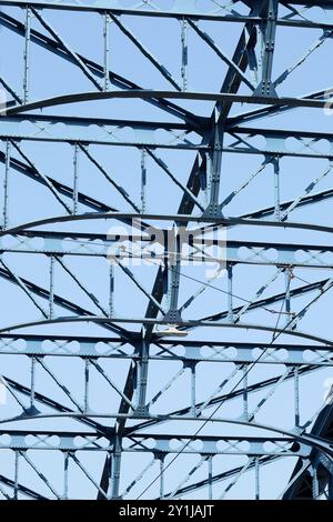 Steel bridge structure joined with blue rivets Stock Photo - Alamy