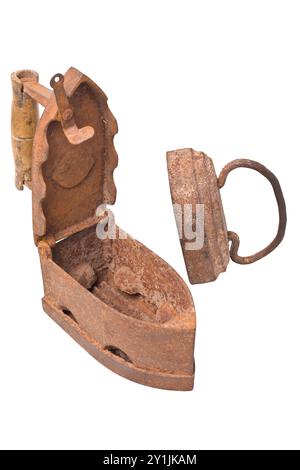 Old rusty pig-iron iron on white background Stock Photo - Alamy