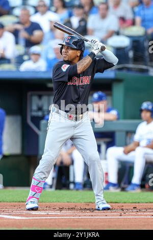 Cleveland Guardians third baseman José Ramírez looks on during a ...