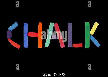 Chalk written with colored chalk, isolated Stock Photo - Alamy