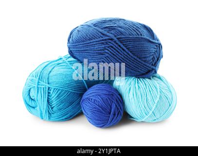 Many different bright yarns isolated on white, top view Stock Photo - Alamy