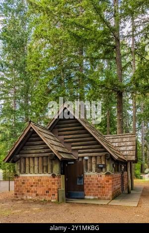 Rustic park restroom built by the Civilian Conservation Corps in the ...