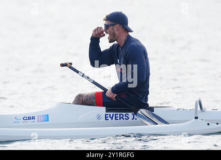 Great Britain's Jack Eyers after winning silver in the Men's Va'a ...