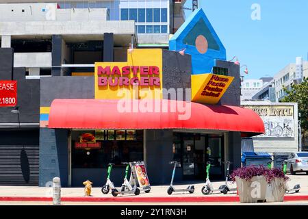 MASTER BURGER Restaurant located at 1001 S Broadway, Los Angeles Stock ...