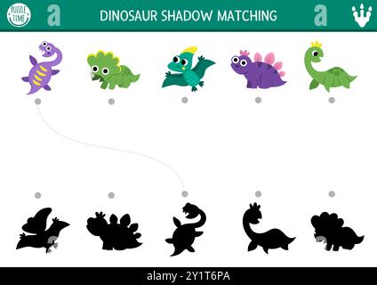 Little dinosaur shadow matching activity with animals. Prehistoric ...