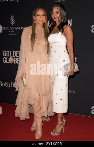Jennifer Lopez (L) and Judy Robles (R) attend the 'Road to the Golden ...