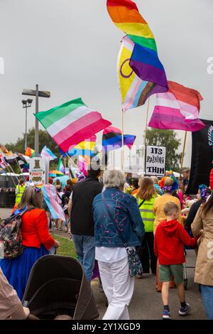 People enjoying the multi coloured Sandbach pride march and festival in ...