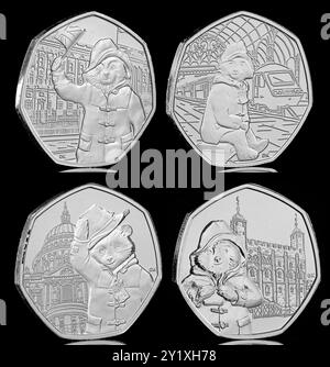 A collection of Paddington Bear 50 pence coins from 2018 & 2019 issued ...