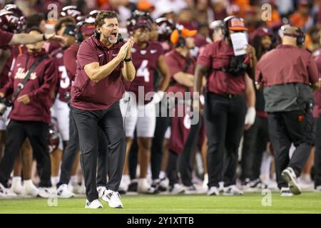 Virginia Tech head coach Brent Pry on the sidelines against Old ...