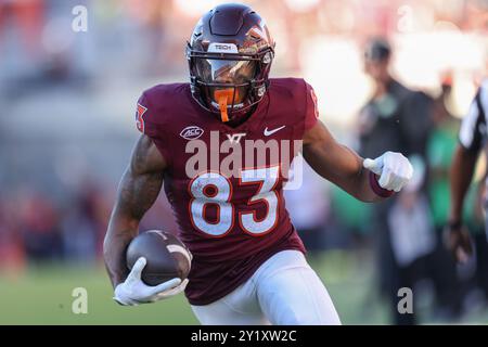 Virginia Tech wide receiver Jaylin Lane participates in a drill at the ...