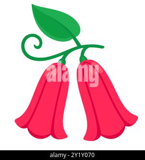 Copihue, Chilean bellflower, national flower of Chile. Illustration set ...