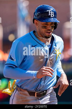 Tampa Bay Rays' Christopher Morel celebrates his two-run double off ...