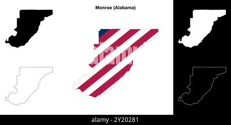 Monroe county map of Alabama USA grey illustration silhouette Stock ...