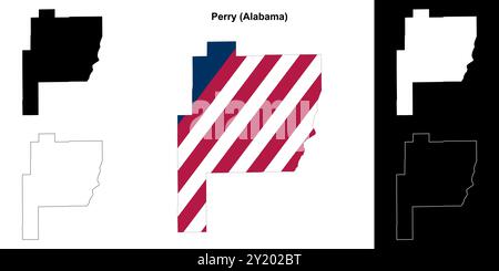 Perry county map of Alabama USA black inverted illustration Stock ...