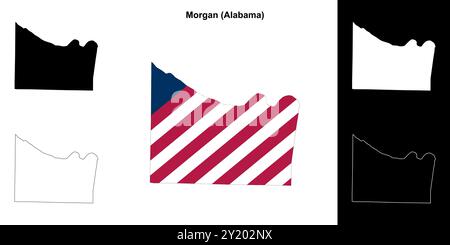 Morgan county map of Alabama USA with American national flag ...