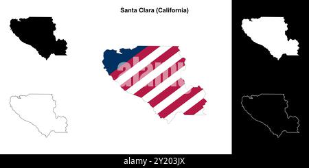 Empty vector map of Santa Clara, California, USA, printable road map ...