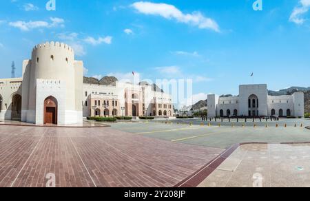 Muscat Takia old historical city center square with white traditional ...