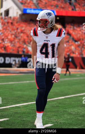 New England Patriots safety Brenden Schooler (41) takes the field prior ...