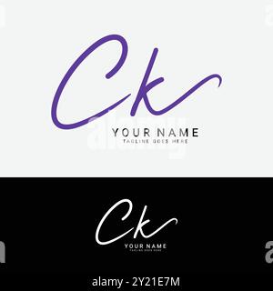 Initial Letter CK Logo - Handwritten Signature Style Logo - Minimal ...