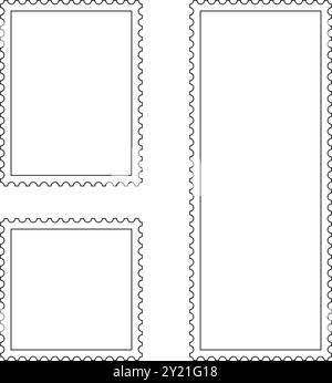 Postage stamp frames set. Blank vintage postage stamps with perforated ...