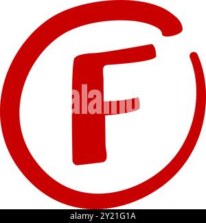 C grade given for an exam or homework written in red marker vector ...