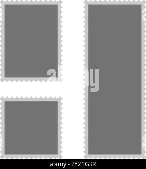 Postage stamp frames set. Blank vintage postage stamps with perforated ...