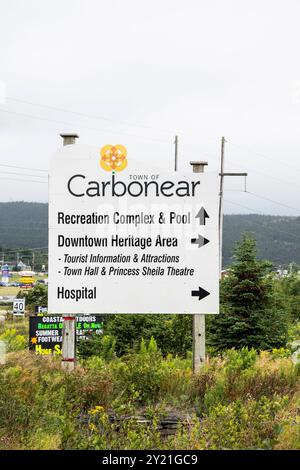 Welcome to the town of Carbonear sign listing amenities and attractions ...