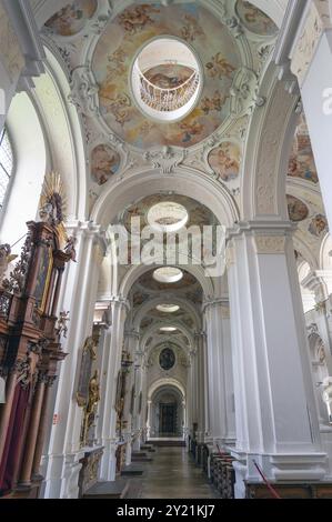 Baroque vault in the side wing of the Basilica of St Mauritius ...
