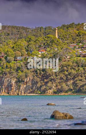 Derwent river ocean sea and Alum cliffs with beach and trees on sunny ...