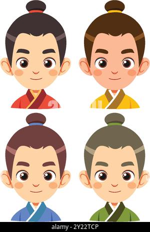 Cartoon avatar with traditional Chinese attire Stock Vector Image & Art ...