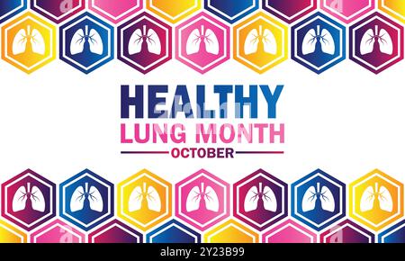 Healthy Lung Month. October. Suitable for greeting card, poster and ...