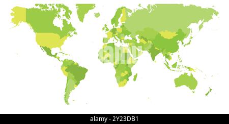 This political world map displays countries outlined in a grid of ...