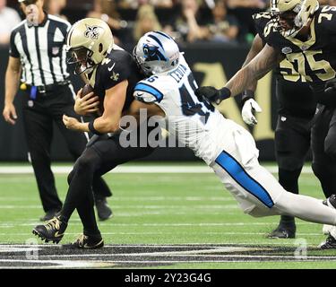Carolina Panthers linebacker Thomas Incoom (48) celebrates after making ...
