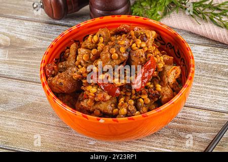 Rasted chicken meat with ptitim and vegetables Stock Photo - Alamy