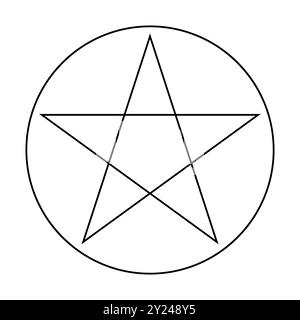 Pentagram circumscribed by a circle. Five-pointed star sign. Magical ...